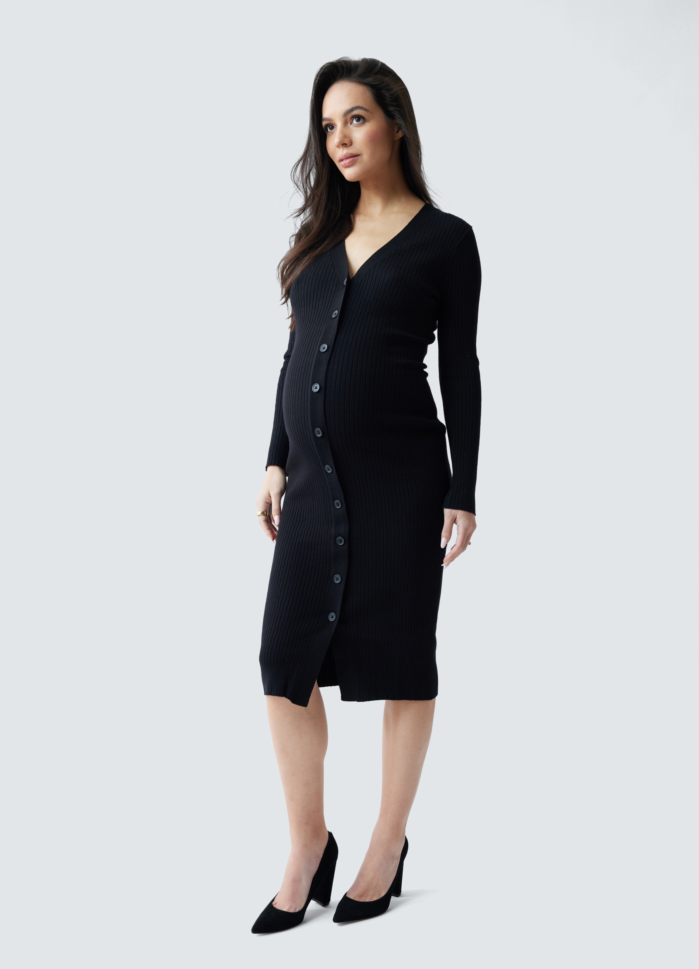 Maternity Sweater Dress with Button Front Detail – Ingrid+Isabel