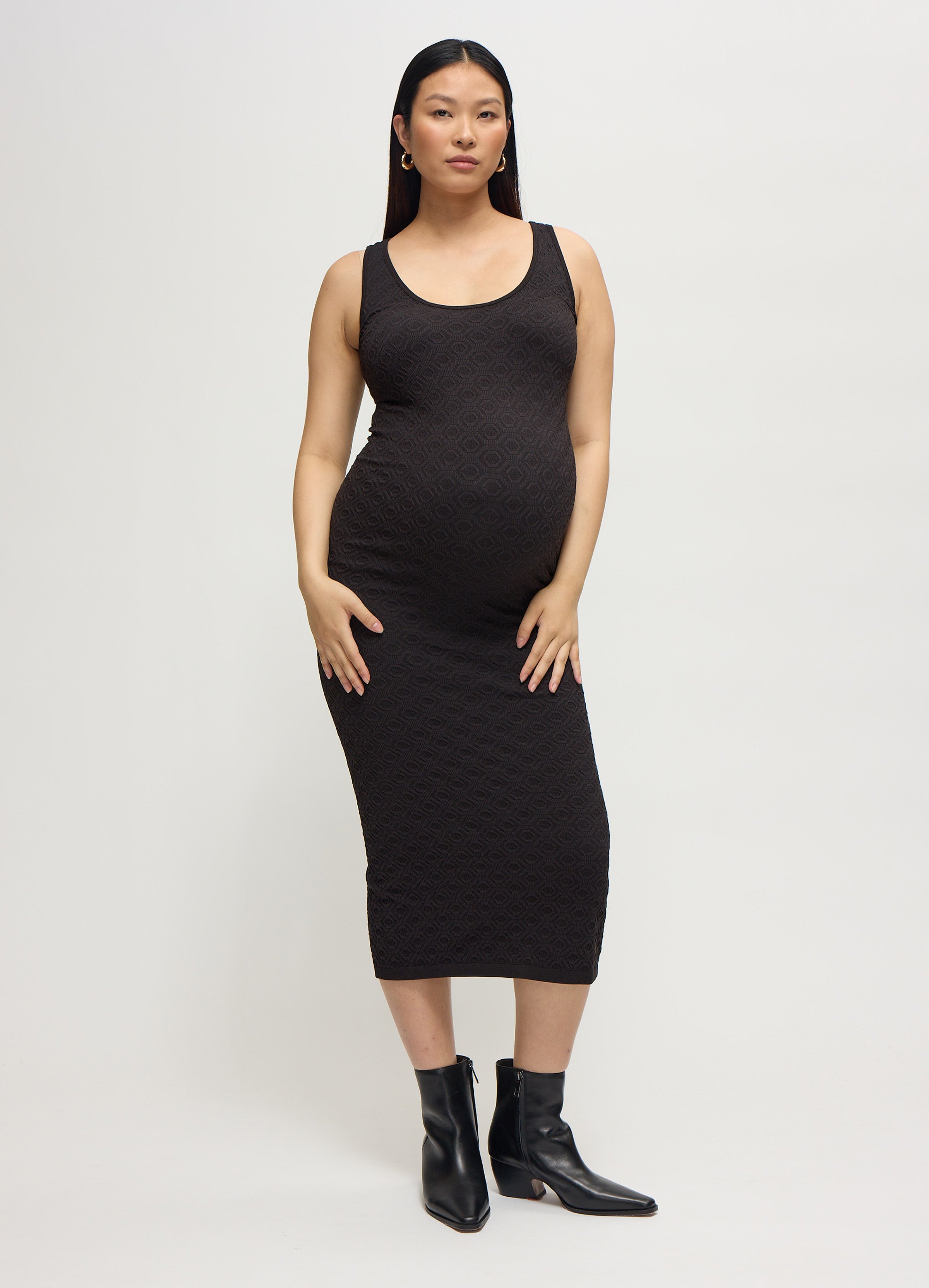 The Modern Muse Textured Bodycon Midi Tank Maternity Dress – Ingrid ...